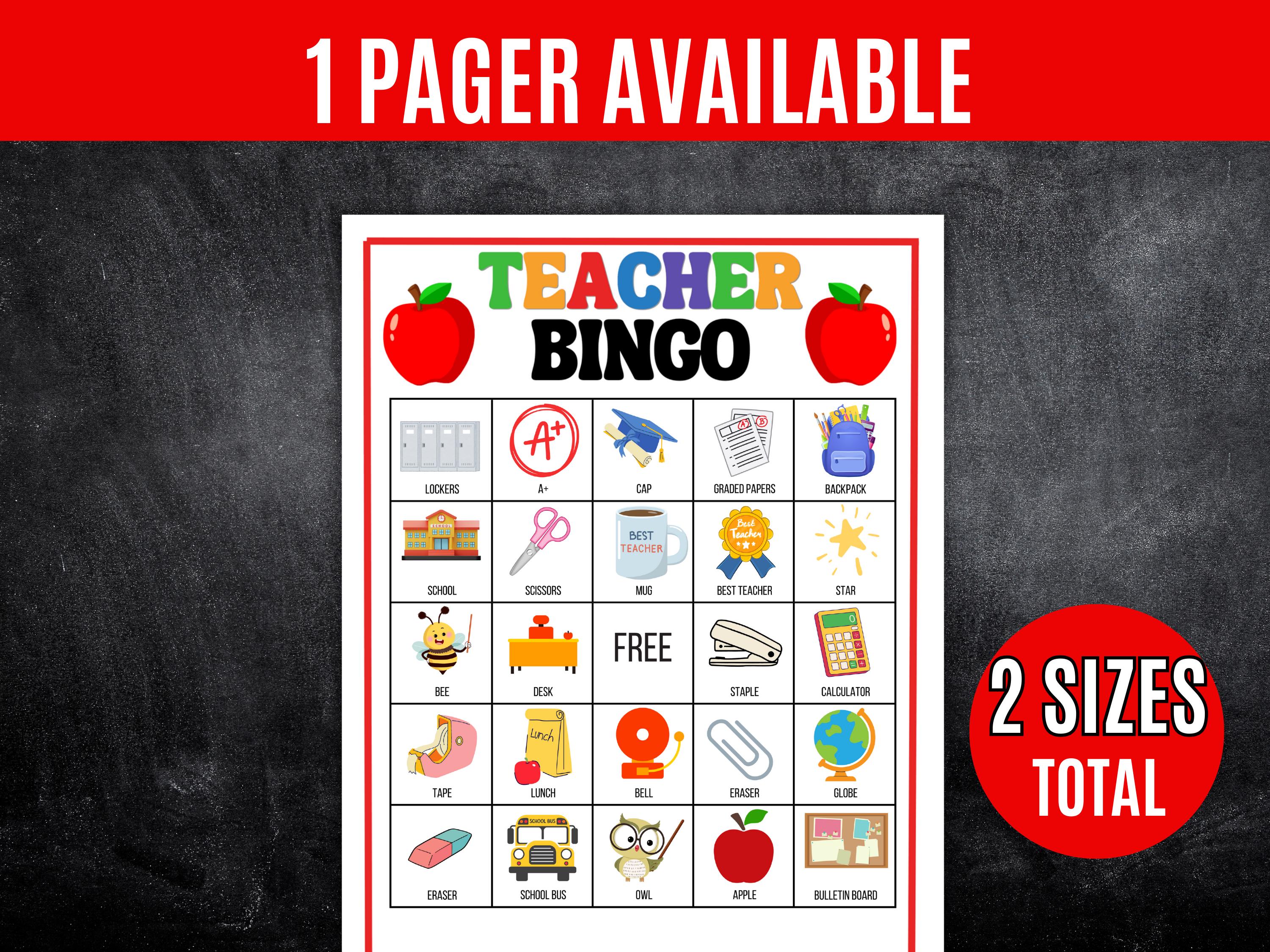 Teacher Bingo, 50 Printable Teacher Appreciation Bingo Cards, Kids ...