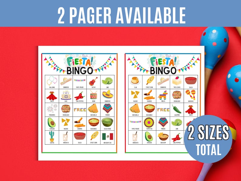 Fiesta Bingo, 50 Printable Fiesta Bingo Cards, Fiesta Activity for Kids ...