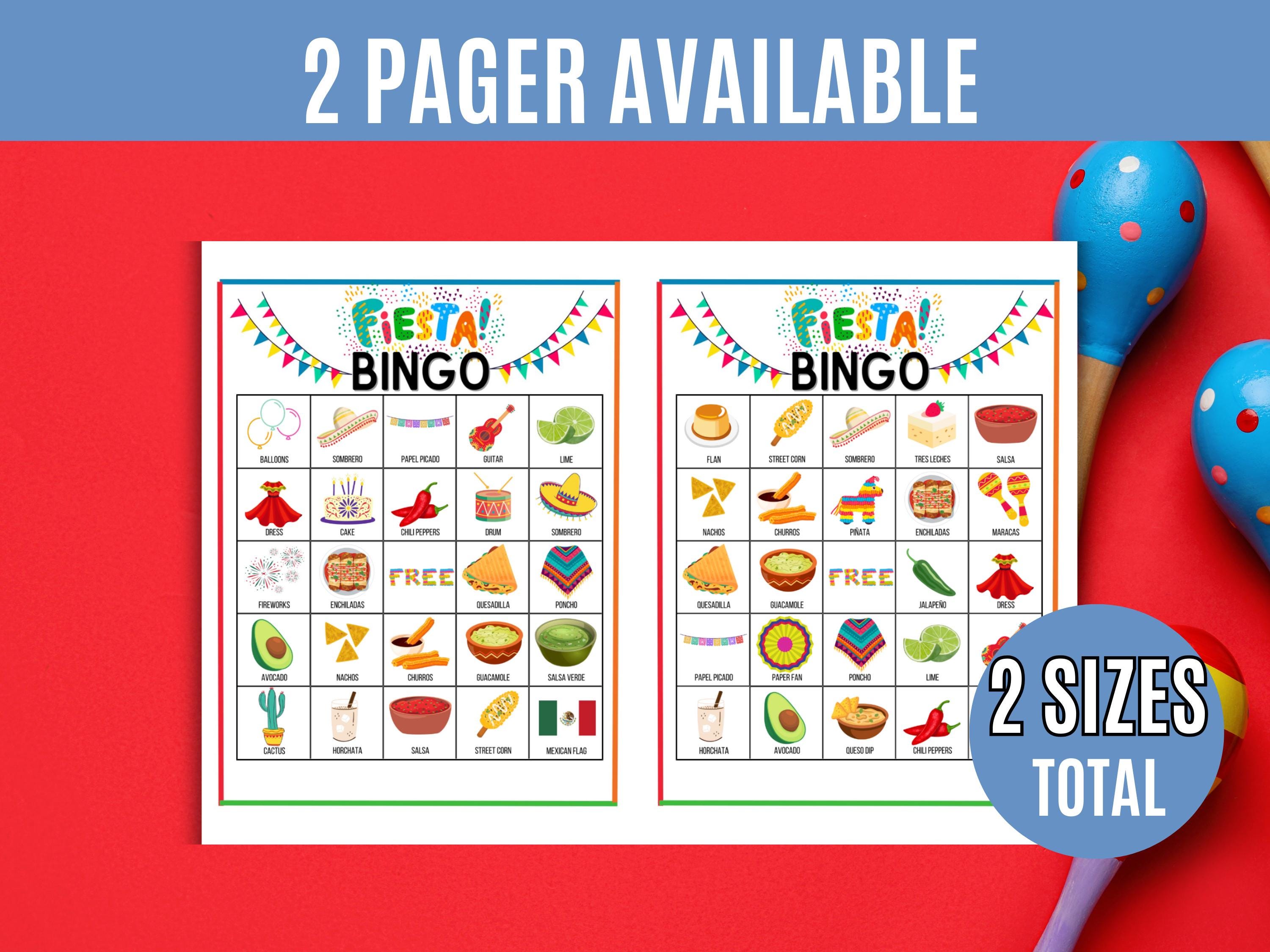 Fiesta Bingo, 50 Printable Fiesta Bingo Cards, Fiesta Activity for Kids ...
