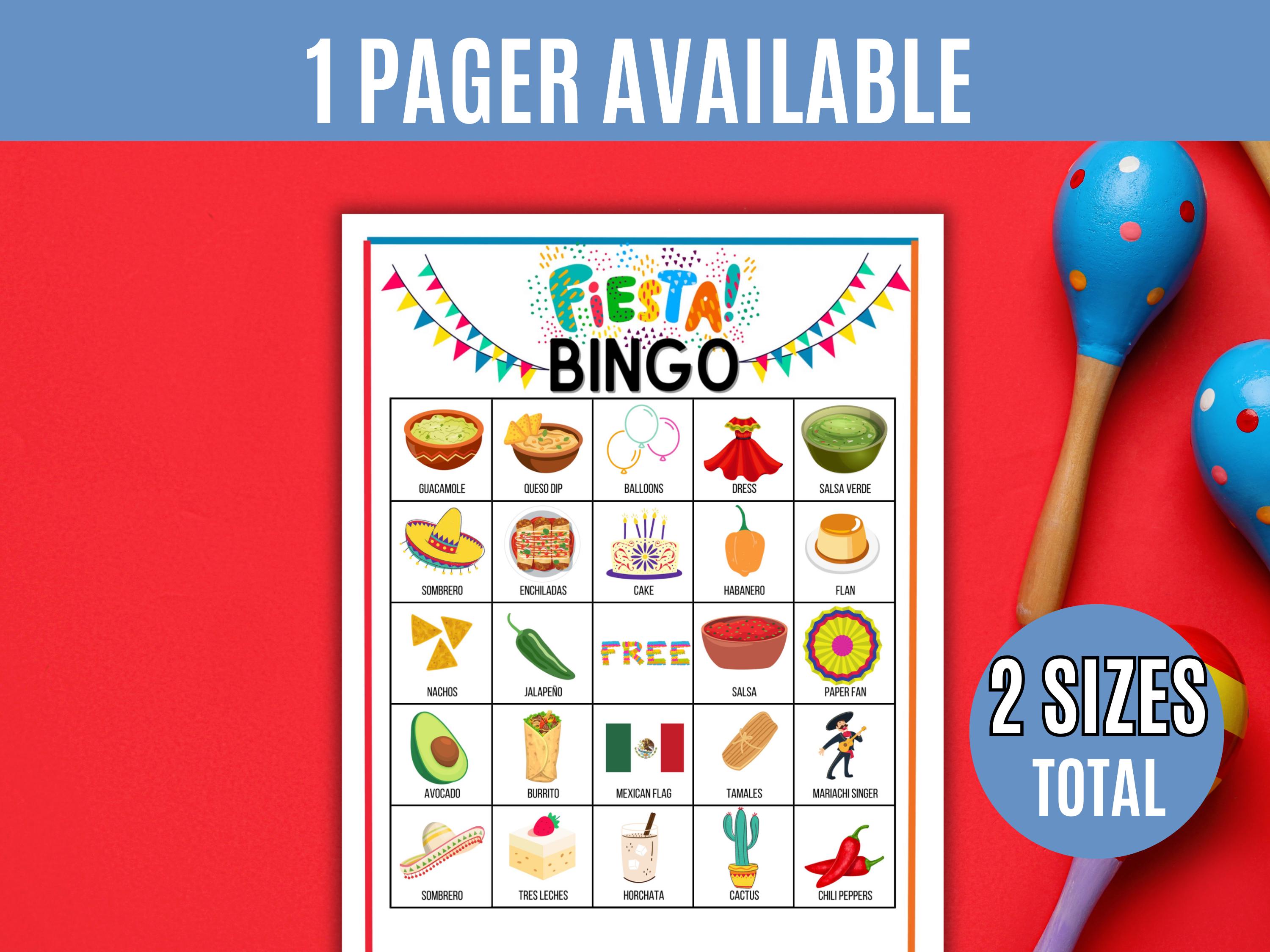 Fiesta Bingo, 50 Printable Fiesta Bingo Cards, Fiesta Activity for Kids ...