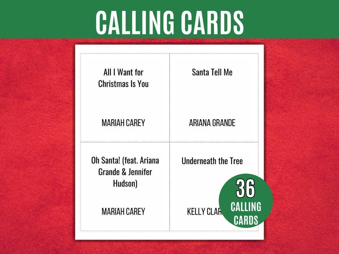 Christmas Song Bingo Printable, 50 Holiday Music Bingo Cards, Christmas ...