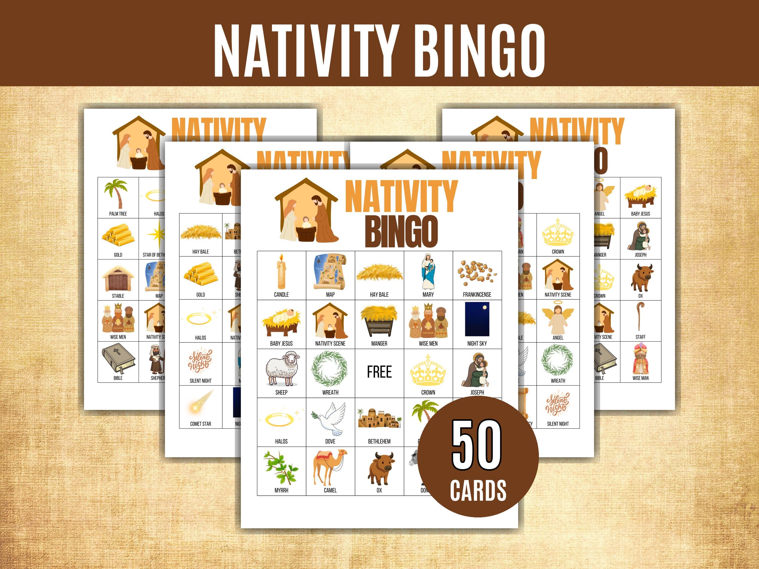 Nativity Bingo Game, 50 Printable Christmas Bingo Cards, Christian ...