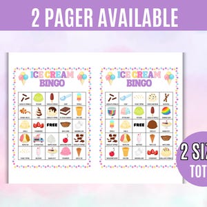 Ice Cream Bingo, 50 Printable, Ice Cream Social Bingo Cards, Kids ...