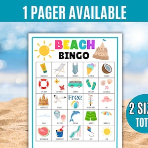 Beach Bingo, 50 Printable Beach Day Bingo Cards, Kids Printable, Summer ...