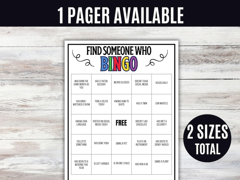 Find Someone Bingo, 75 Printable Ice Breaker Game, Team Building ...