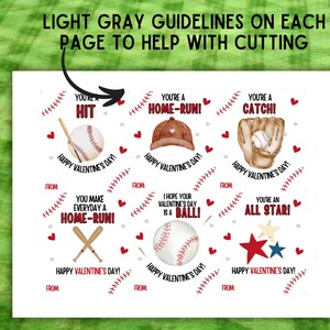 Baseball Valentines Day Cards, Kids Classroom Gift, Printable, Boy ...