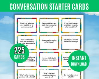 Conversation Cards, Conversation Starters, Road Trip Conversation Cards ...