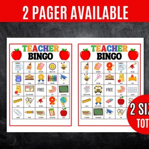 Teacher Bingo, 50 Printable Teacher Appreciation Bingo Cards, Kids ...