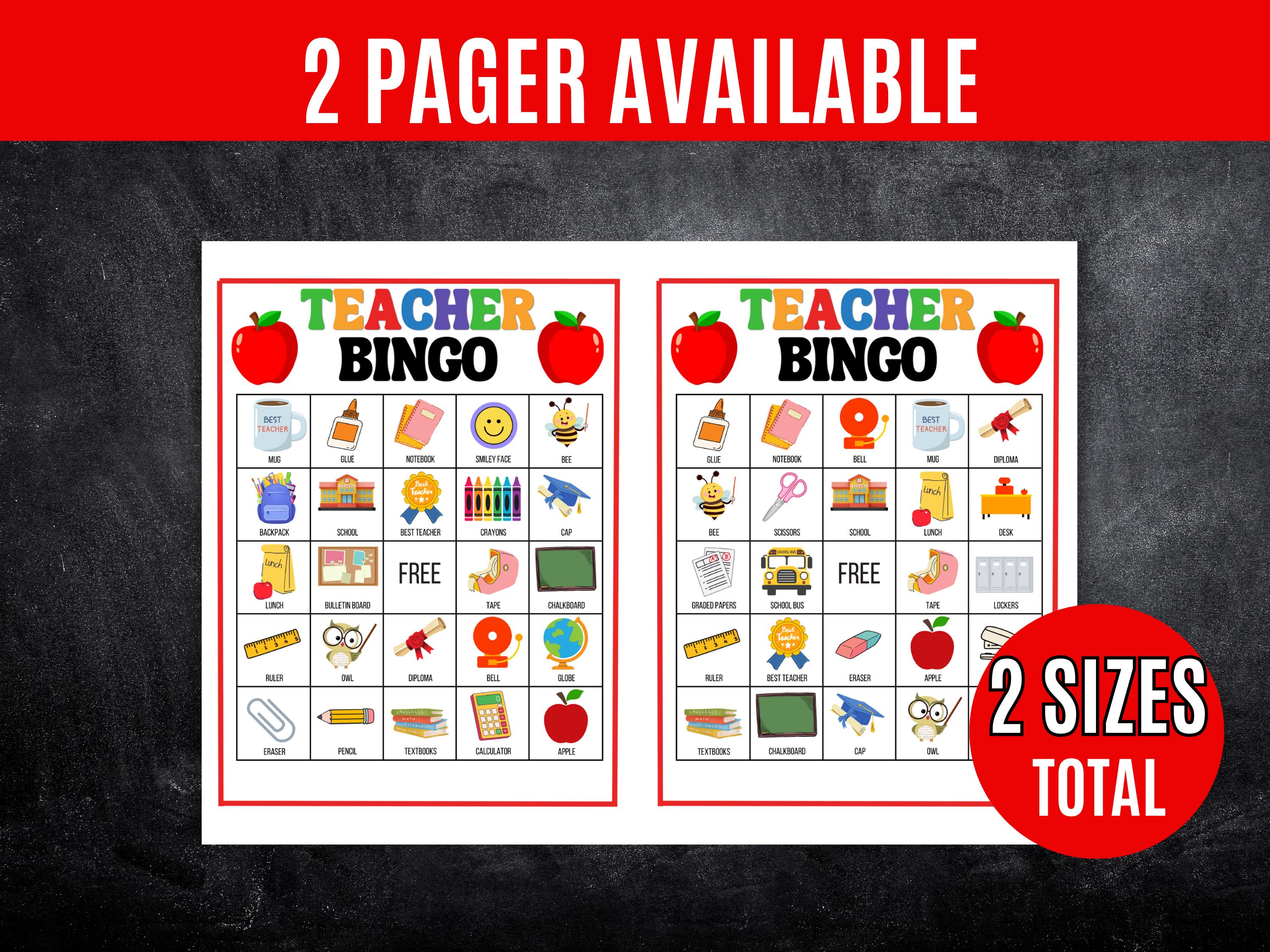 Teacher Bingo, 50 Printable Teacher Appreciation Bingo Cards, Kids ...