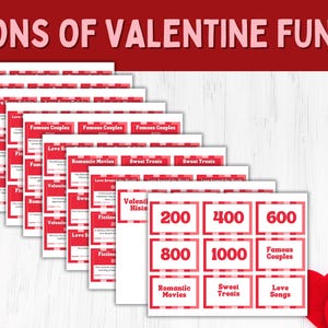 Valentine's Jeopardy Game, Printable Valentine Trivia, Valentine's ...