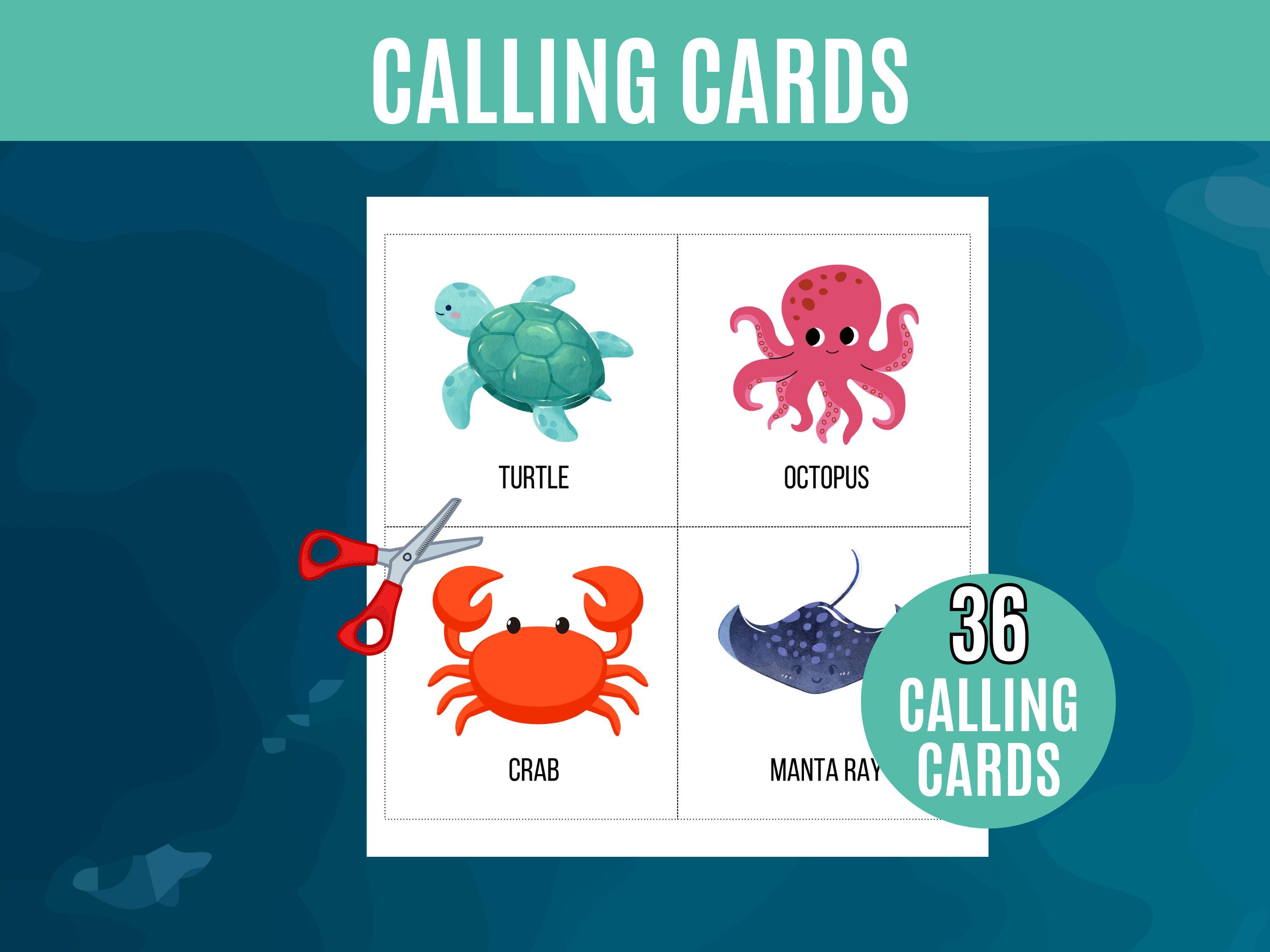Sea Animal Bingo, 50 Printable Sea Animal Bingo Cards, Sea Animal Party ...