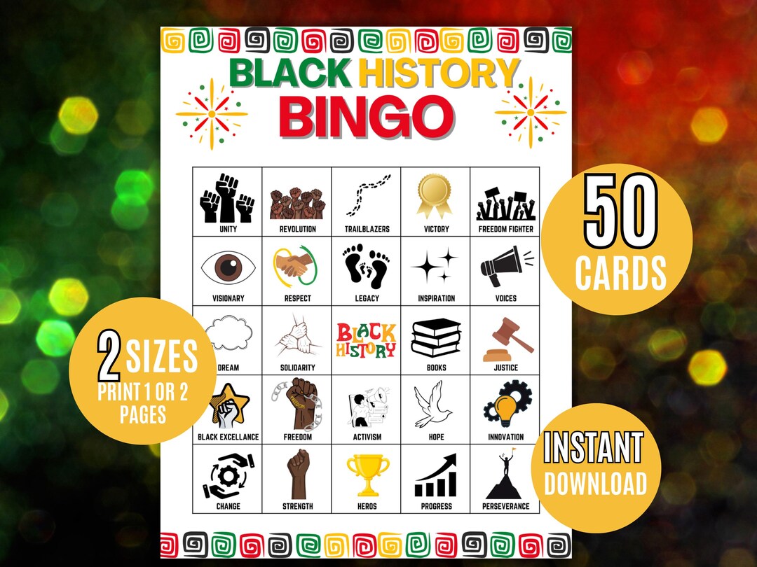 Black History Bingo, Black History Month Bingo Game, Educational ...