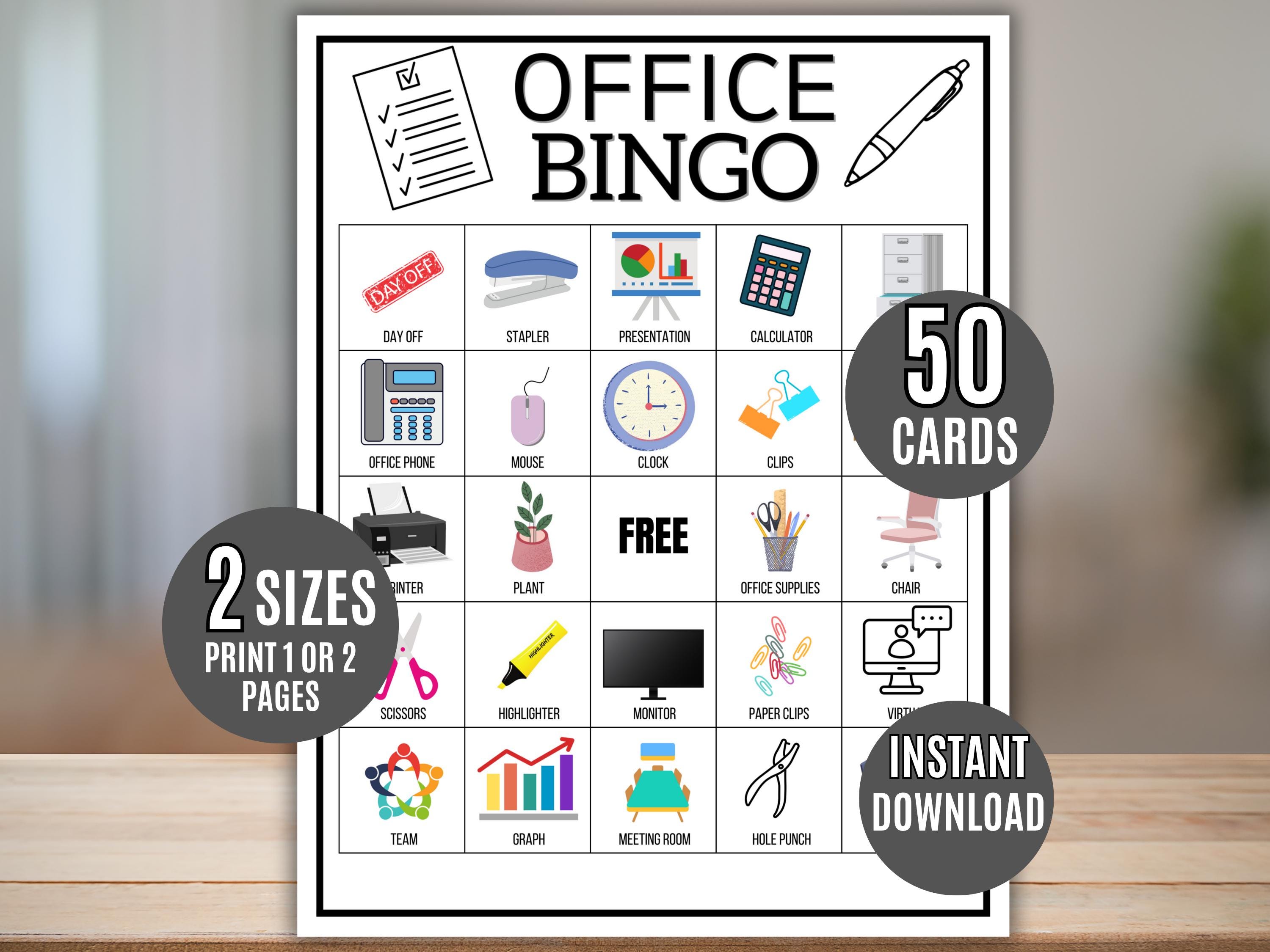 Office Bingo, 50 Printable Office Bingo Cards, Work Bingo Game, Funny ...