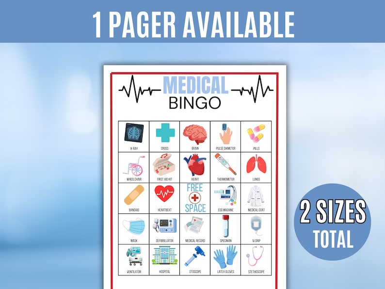 Medical Bingo, 50 Printable Nurse Game Medical Bingo Cards, Doctor ...