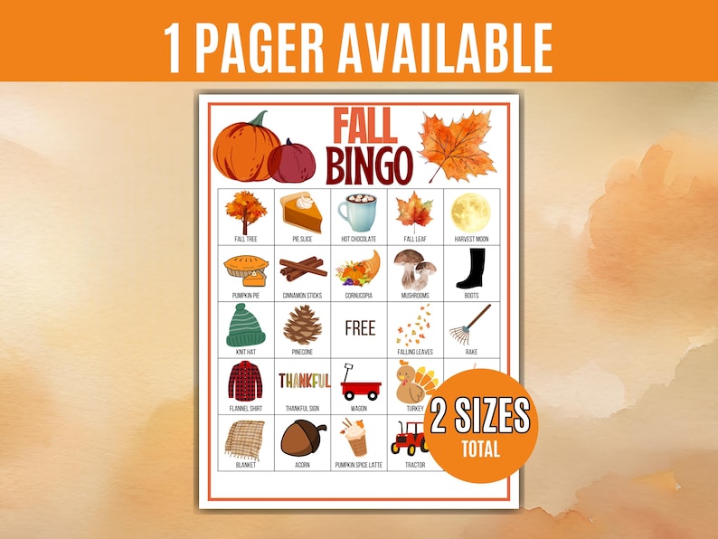 Fall Bingo Game, 50 Printable Autumn Bingo Cards, Fall Festival ...