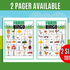 Farm Bingo, 50 Printable Farm Bingo Cards, Barnyard Bingo, Farm Party ...