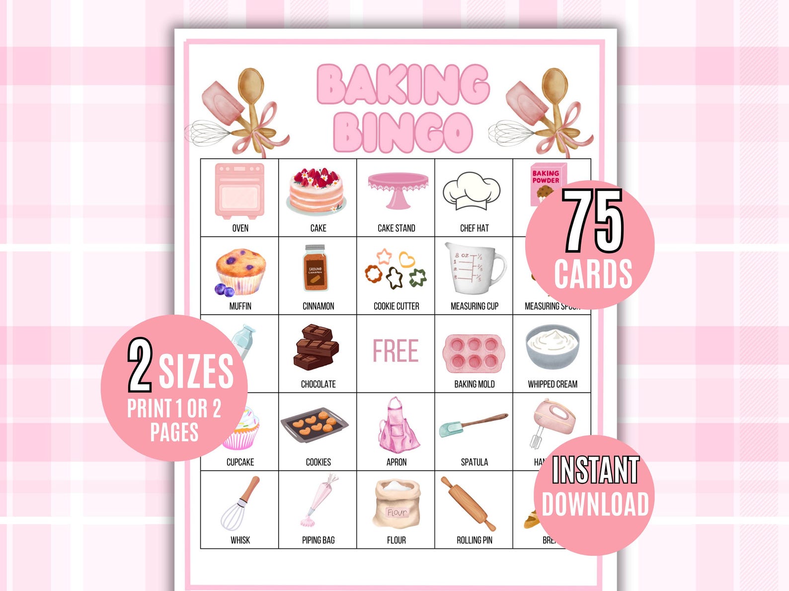 Baking Bingo, 75 Printable Baking Bingo Cards, Kids Printable, Baking ...