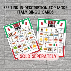 Italy Bingo, 50 Italy Vacation Travel Bingo Cards, Travel Bingo Game ...