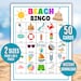 Beach Bingo, 50 Printable Beach Day Bingo Cards, Kids Printable, Summer ...