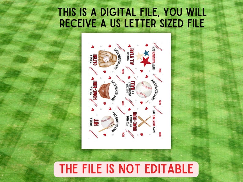 Baseball Valentines Day Cards, Kids Classroom Gift, Printable, Boy ...