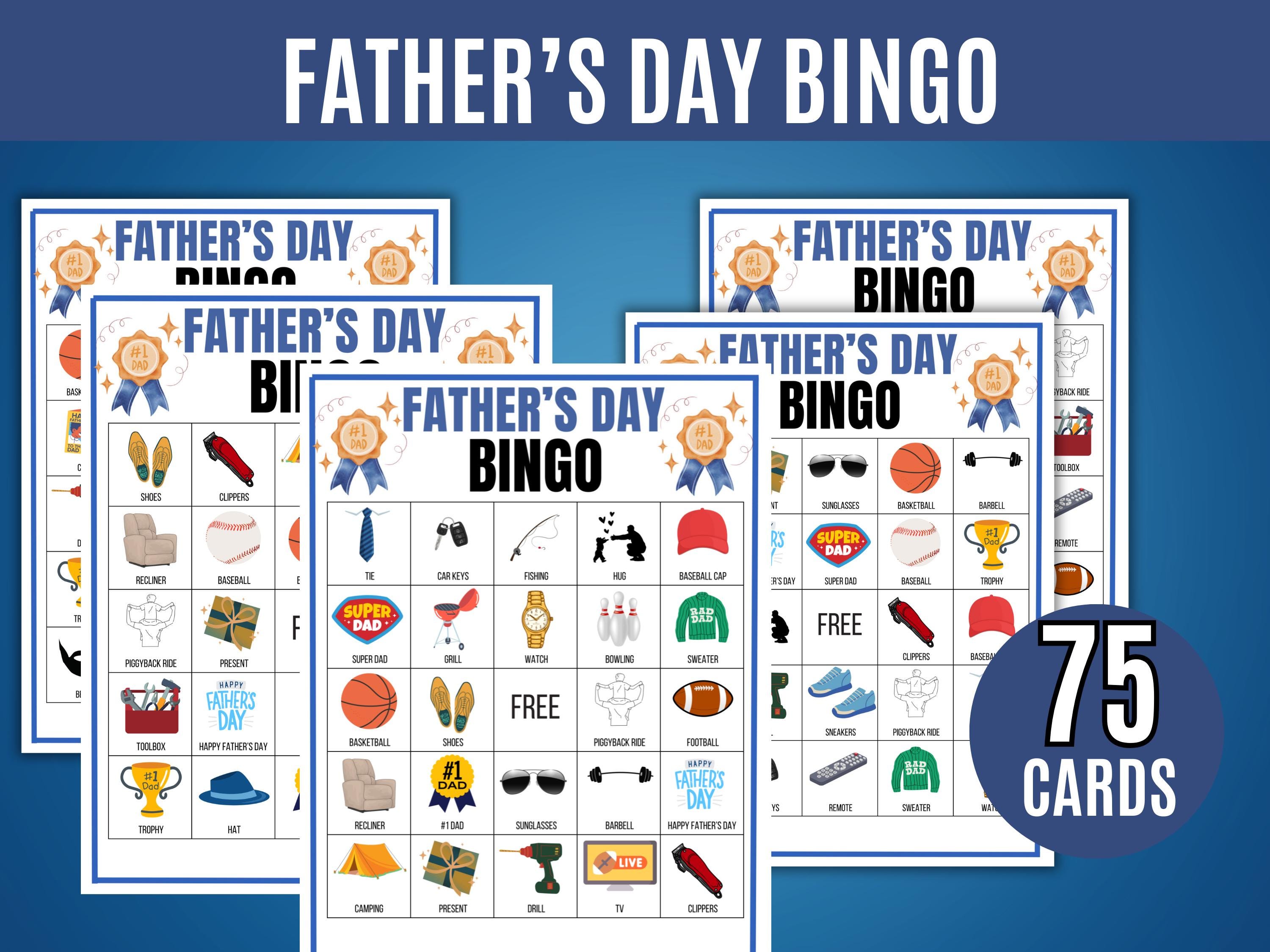 Father's Day Bingo Printable, 75 Father's Day Bingo Cards, Father's Day ...