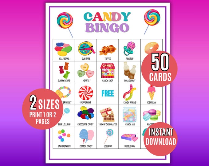 Candyland Bingo - Printable Game - 30 Sheets - Etsy Canada