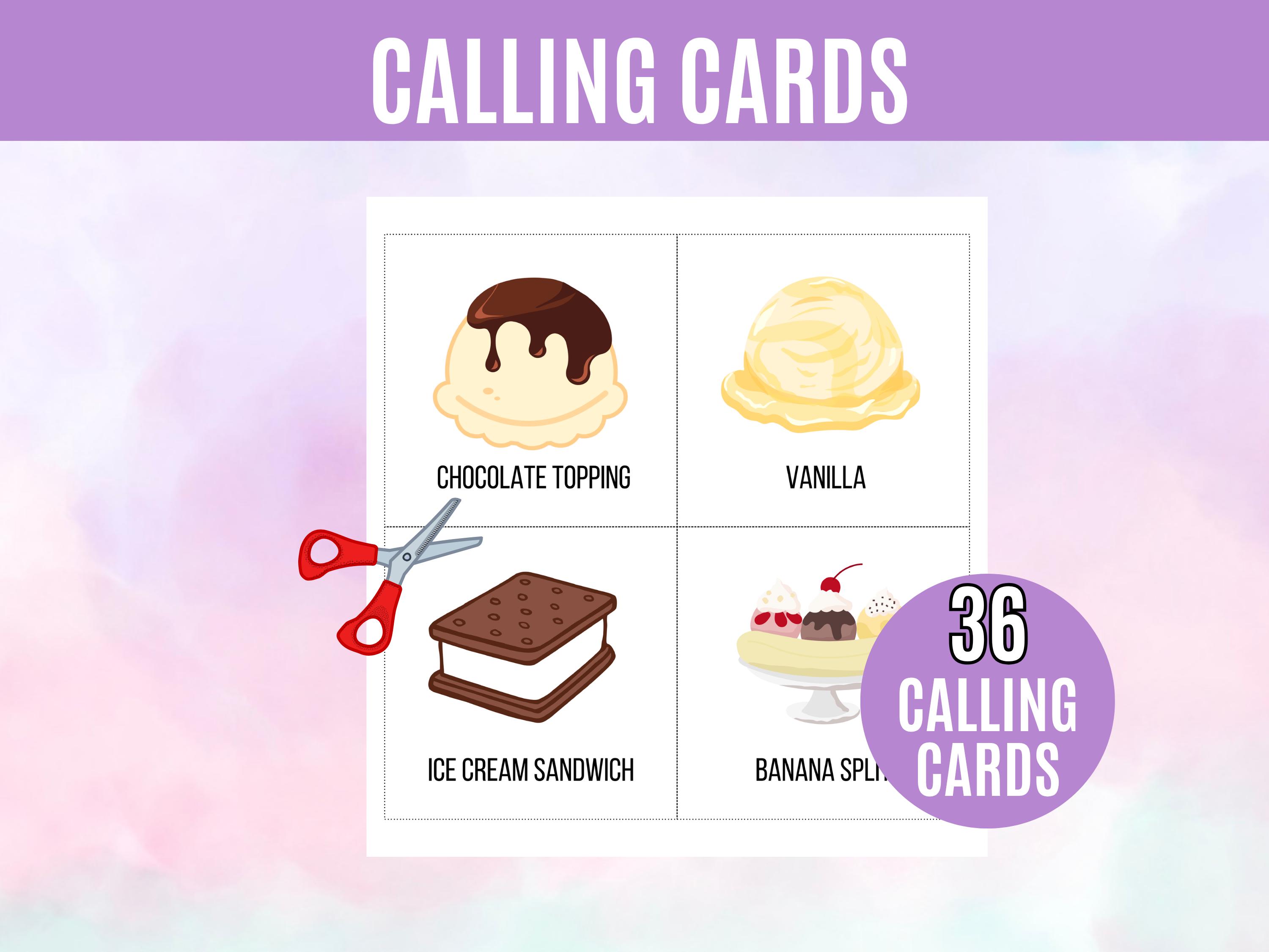 Ice Cream Bingo, 50 Printable, Ice Cream Social Bingo Cards, Kids ...