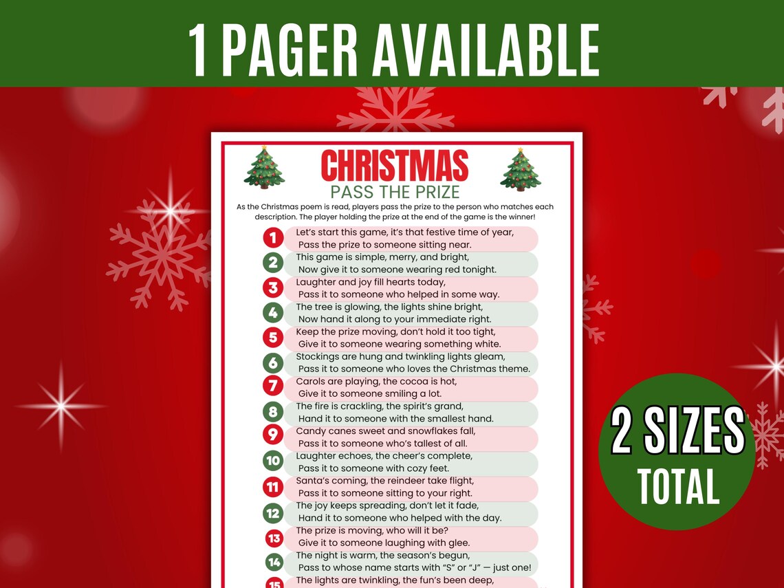 Christmas Pass the Prize Games, Christmas Left Right Game, Pass the ...