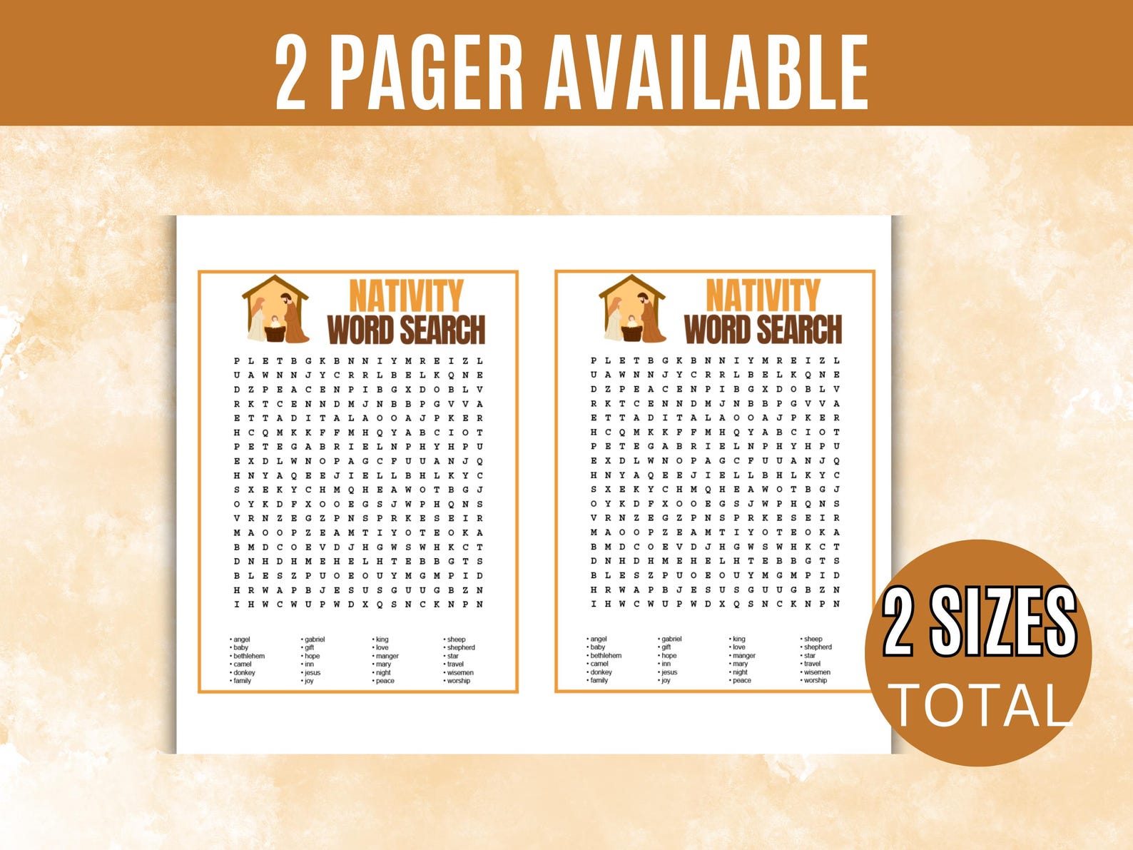 Nativity Word Search Puzzle, Christmas Nativity Activities, Printable ...
