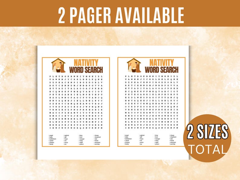 Nativity Word Search Puzzle, Christmas Nativity Activities, Printable ...