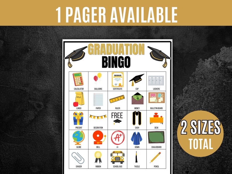 Graduation Bingo, 50 Printable Graduation Bingo Cards, Kids Printable ...