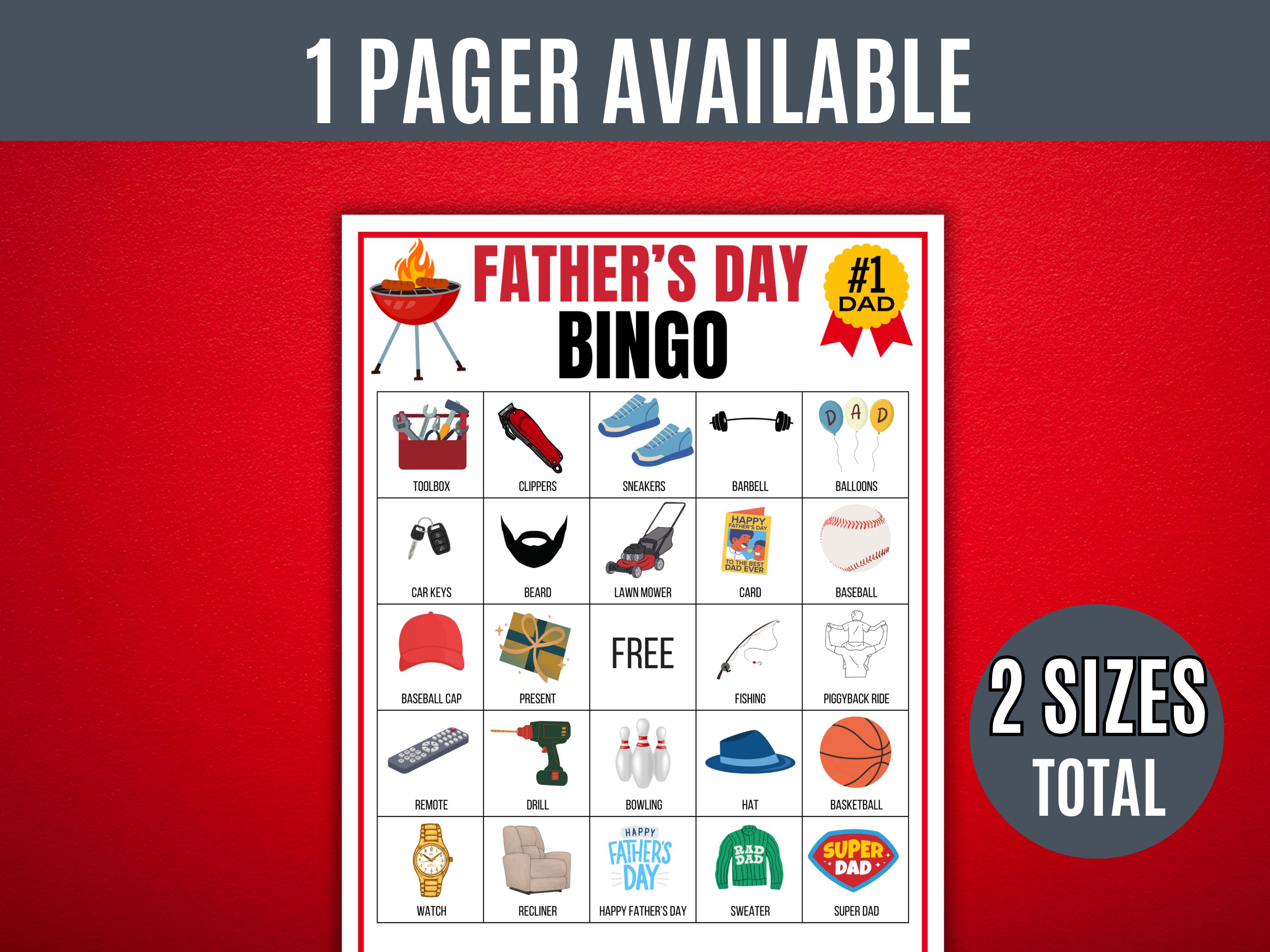 Father's Day Bingo Printable, 75 Father's Day Bingo Cards, Father's Day ...