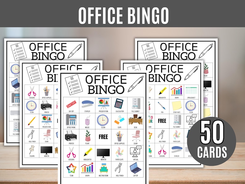 Office Bingo, 50 Printable Office Bingo Cards, Work Bingo Game, Funny ...