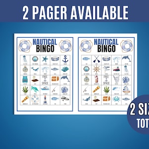 Nautical Bingo, 75 Printable Nautical Boat Bingo Cards, Kids Printable ...