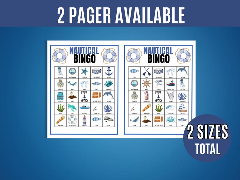 Nautical Bingo, 75 Printable Nautical Boat Bingo Cards, Kids Printable ...