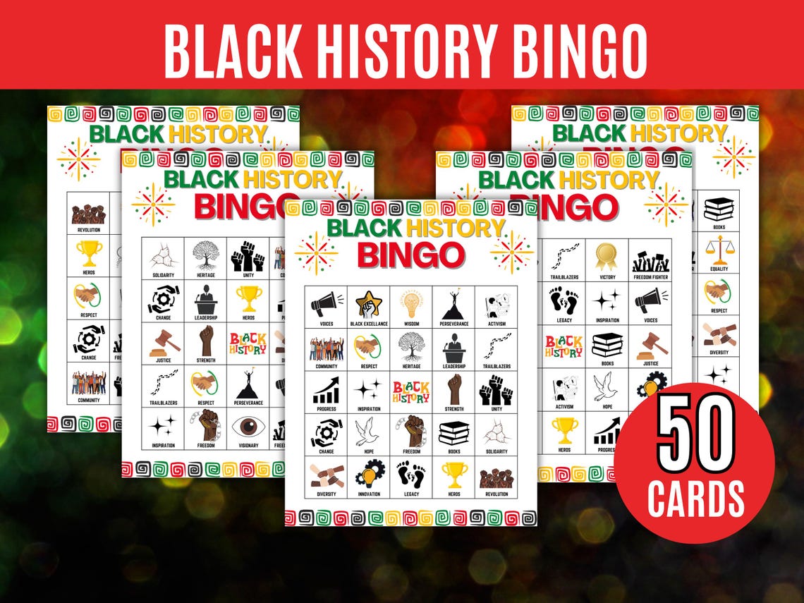 Black History Bingo, Black History Month Bingo Game, Educational ...