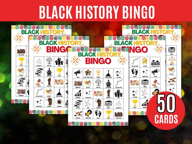 Black History Bingo, Black History Month Bingo Game, Educational ...