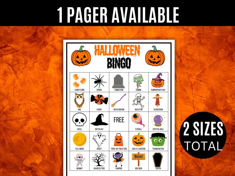 Halloween Bingo, 50 Printable Bingo Cards, Spooky Party Game, Classroom ...