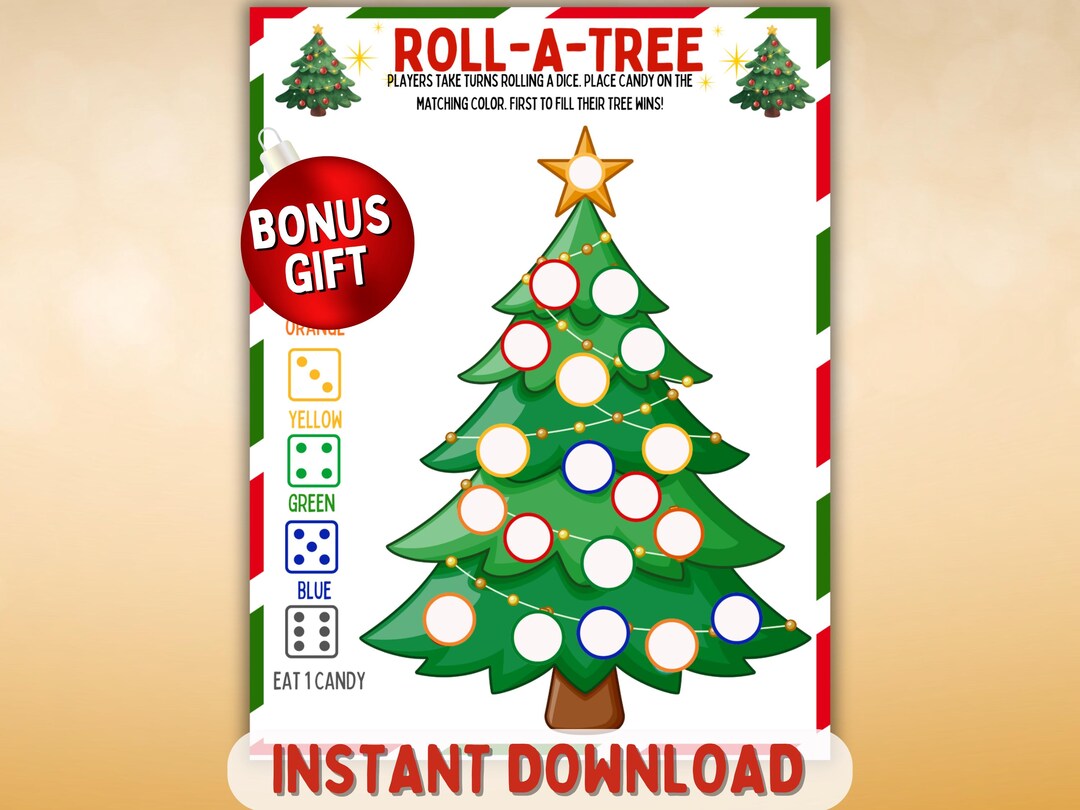 Roll a Christmas Tree Game Printable, Christmas Party Game, Roll a Dice ...