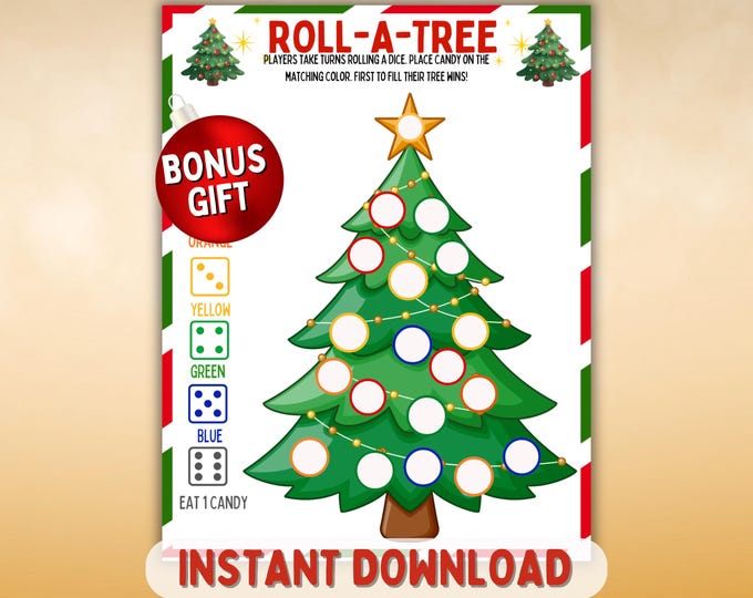 Roll a Christmas Tree Game Printable, Christmas Party Game, Roll a Dice ...