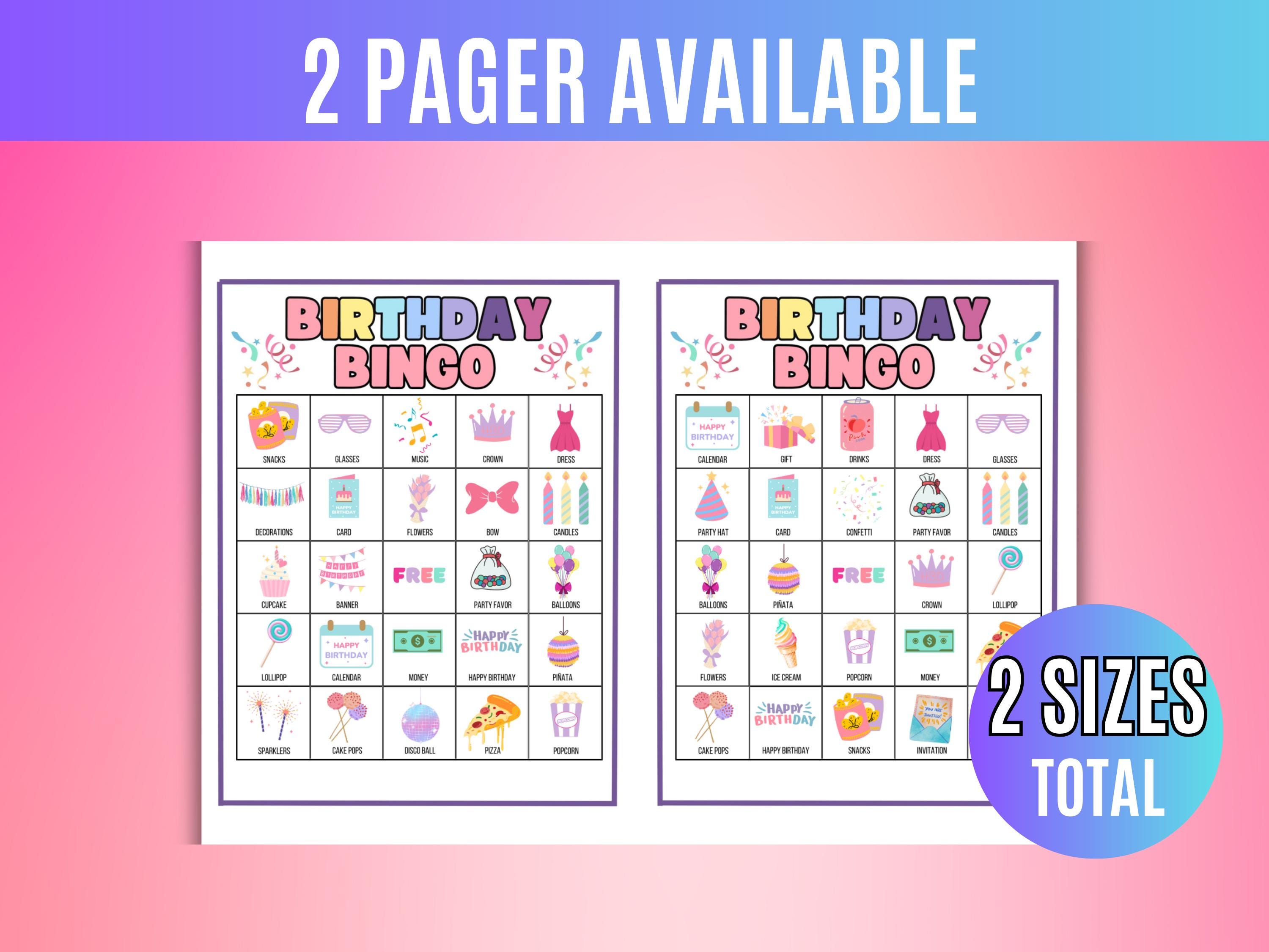 Birthday Bingo, 50 Birthday Bingo Cards, Birthday Party, Birthday Game ...