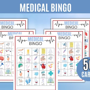 Medical Bingo, 50 Printable Nurse Game Medical Bingo Cards, Doctor ...