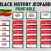 Black History Jeopardy Game, Printable Black History Trivia, Black ...