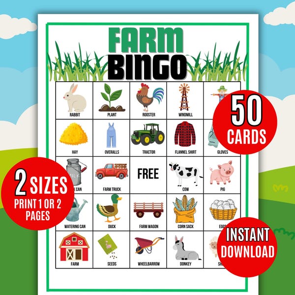 Bingo Barnyard Game - Etsy