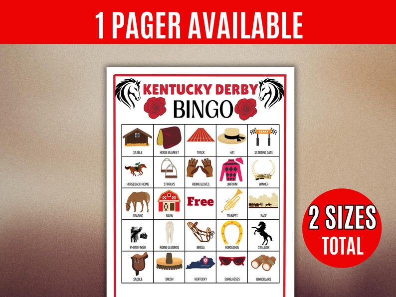 Kentucky Derby Bingo, 50 Printable Kentucky Derby Cards, Kentucky Derby ...