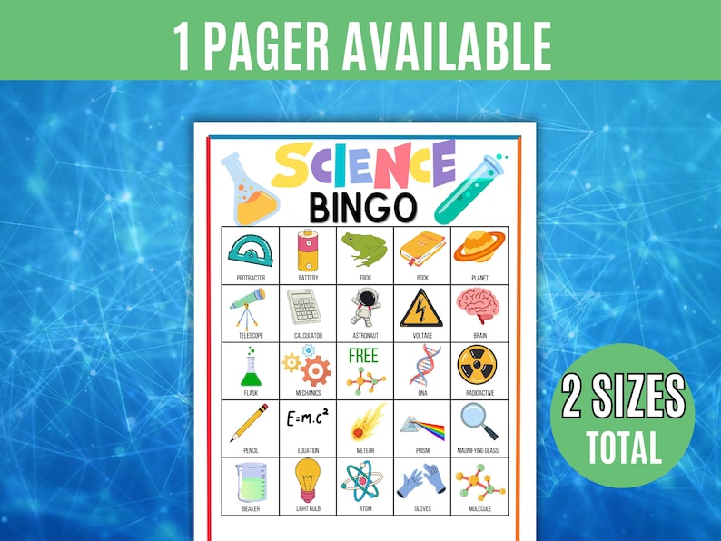 Science Bingo, 50 Printable Science Bingo Cards, Chemistry Bingo, Mad ...
