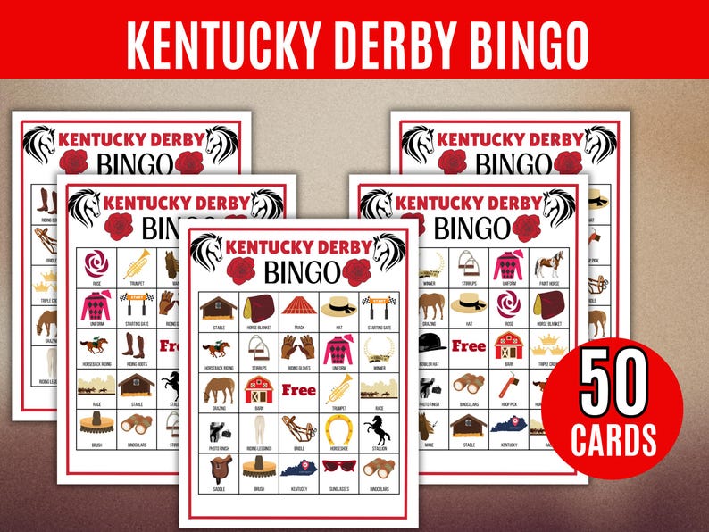 Kentucky Derby Bingo, 50 Printable Kentucky Derby Cards, Kentucky Derby ...