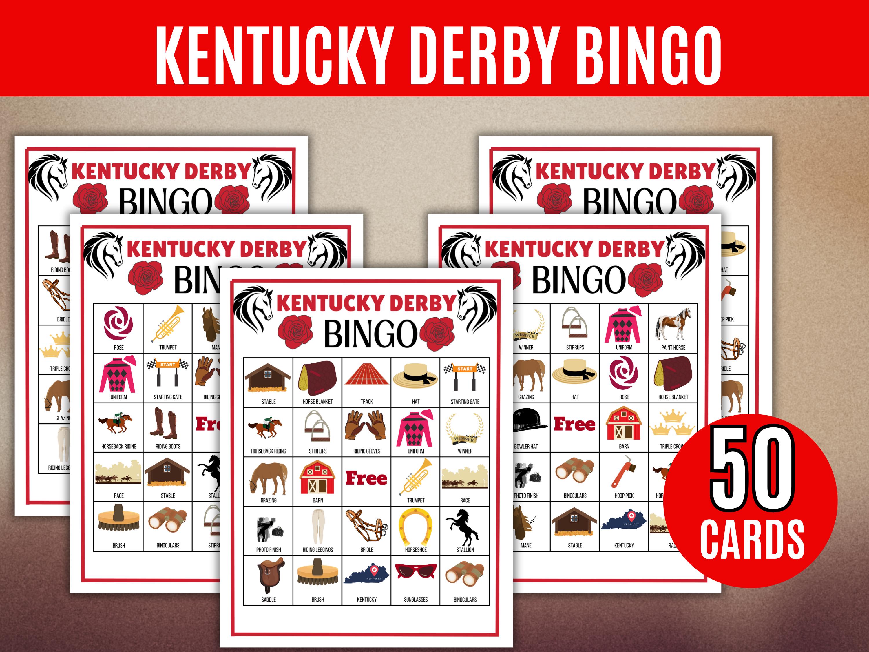 Kentucky Derby Bingo, 50 Printable Kentucky Derby Cards, Kentucky Derby ...