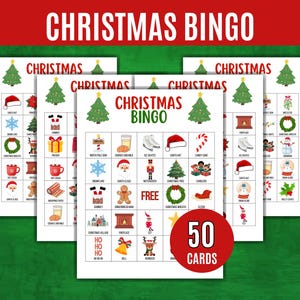 Printable Christmas Bingo Game – 50 Christmas Bingo Festive Family ...