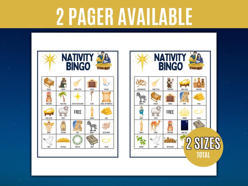 Nativity Bingo, 50 Printable Christmas Bingo Cards, Religious Christmas ...